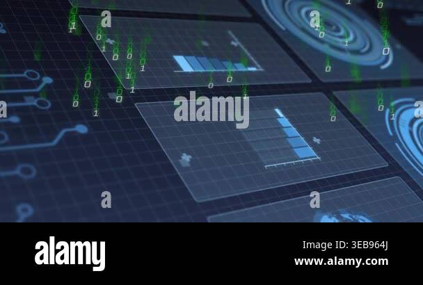 Pair data panels morphing into bar charts after thin green binary ...
