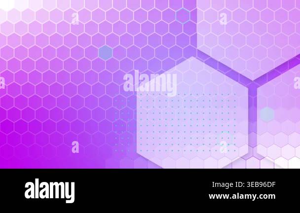 Animation of hexagonal pattern design against copy space on purple ...