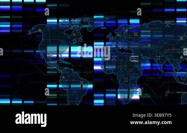 Outline emerging, global map expanding, scanlines shifting and markers ...