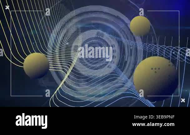 Animation of shapes over data processing and circles. Global business ...