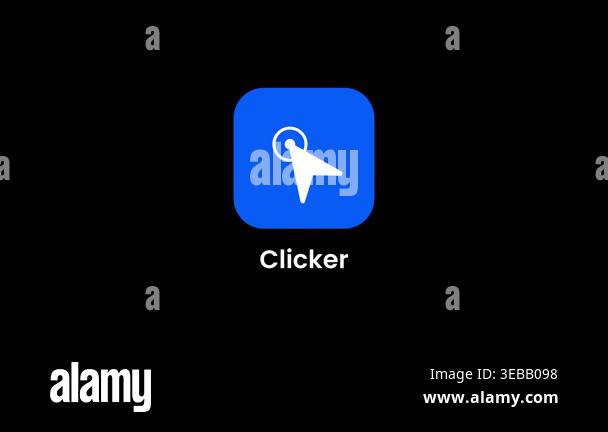 Clicker app icon featuring a blue rounded square background with a ...