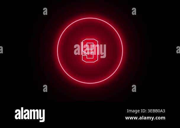 A glowing red neon circle countdown with number 10 to 0, displayed ...