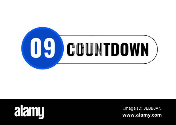 A clean white badge with blue circle showing number 10 to 0 and bold ...