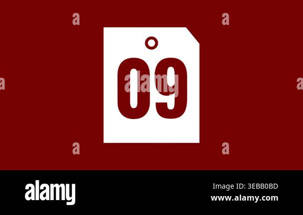 A red tag with number 10 to 0, on a dark background resembling a price ...