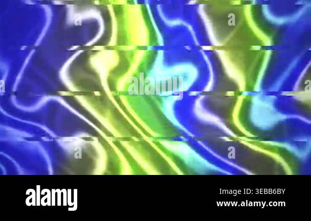 Abstract Liquid Background With Flowing Neon Green And Blue Light Waves ...