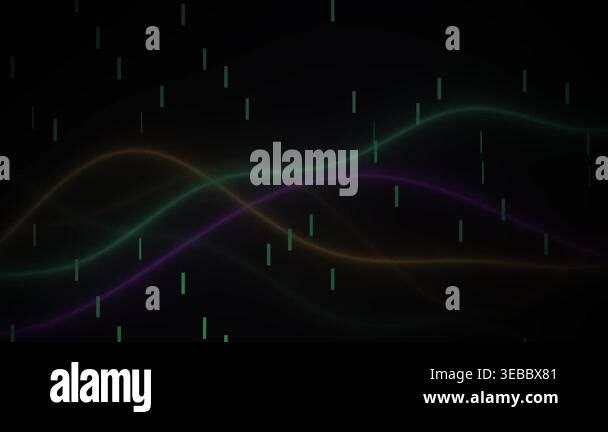 Abstract Colorful Waves and Particles on Black Background Stock Video ...