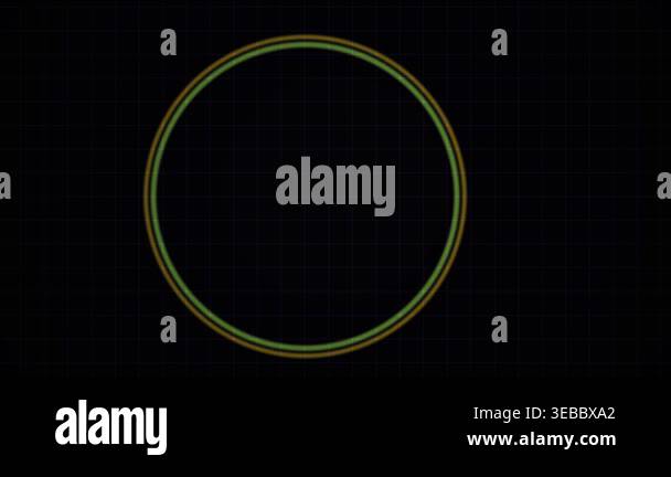 Abstract glowing circle with a bright blue light beam passing through ...