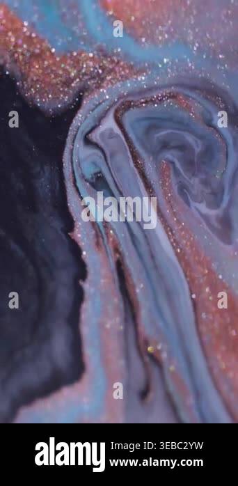 Vertical video. Blur ripple ink. Wet texture. Defocused orange purple ...