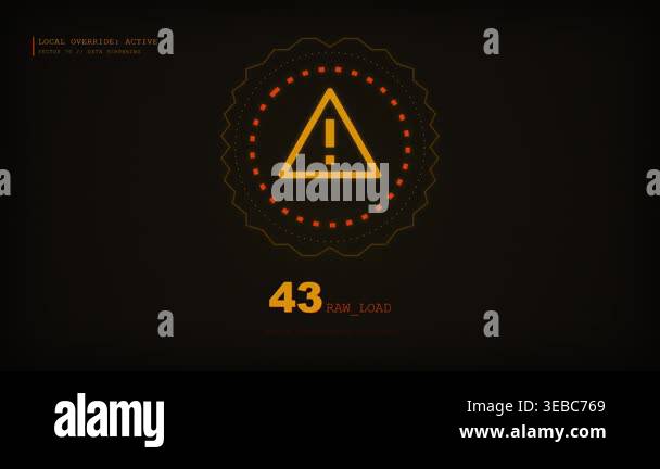 Digital warning icon on computer interface, futuristic system alert ...