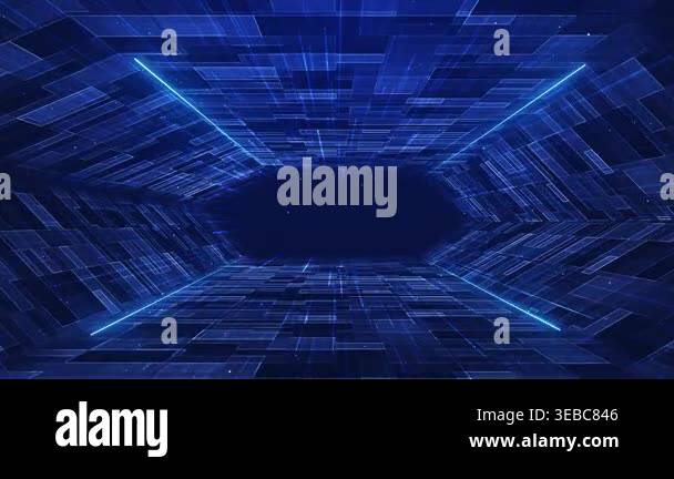 HUD Futuristic Data Analysis Fly Over 3D Cubic Base Station Concept Big ...