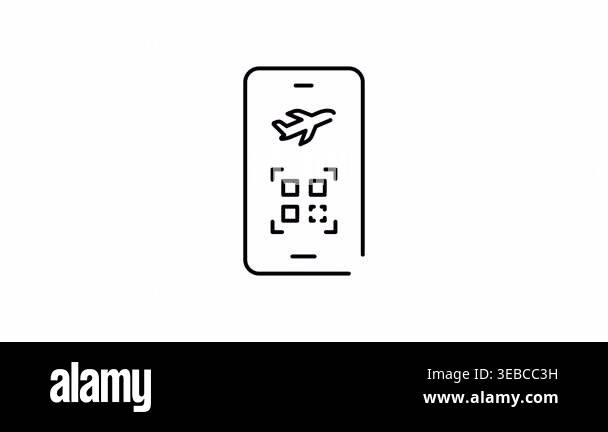 Mobile Boarding Pass Animated Icon With Alpha Channel. Digital Airline ...
