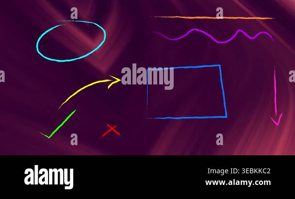 Animation of green circles and shapes over black background. Video game ...