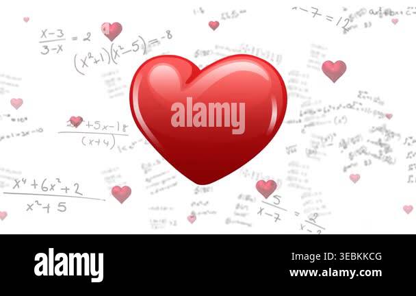 Animation of mathematical equations and molecule icon on white ...