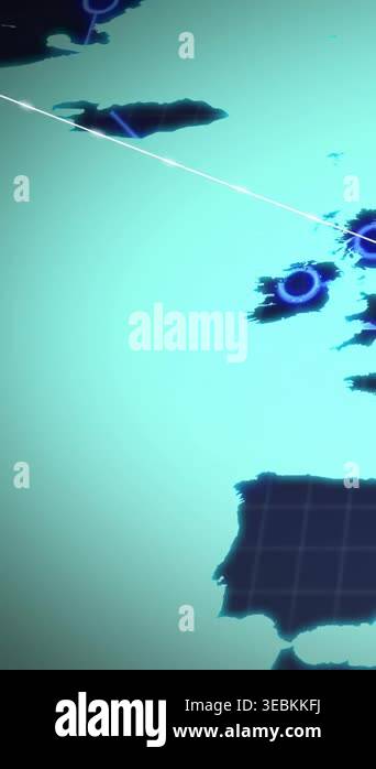 Vertical video: White beam drawing starting blue icons linking, pulsing ...