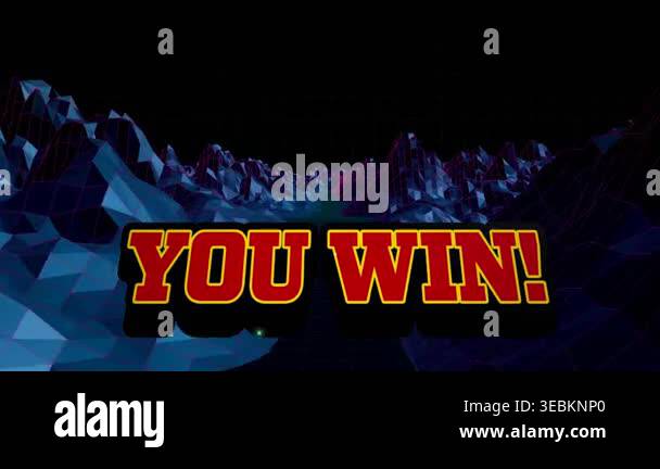 Animation of you win text over metaverse on black background. global ...
