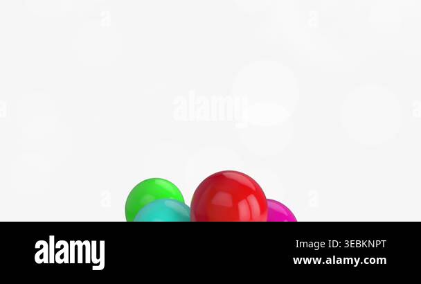 Animation of multicolored balloons and white circles moving against ...