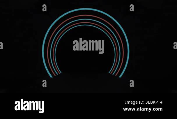 Animation of 25 percent text and neon circles on black background ...