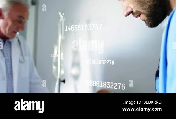 Doctor moving closer holding patient hand, clinician noting care on ...