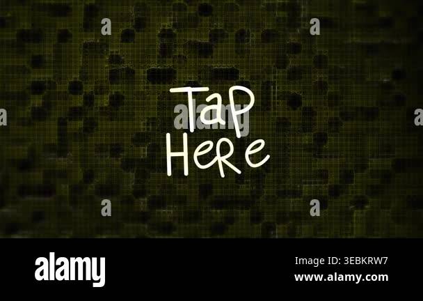 Animation of tap here text over shapes on black background. Social ...