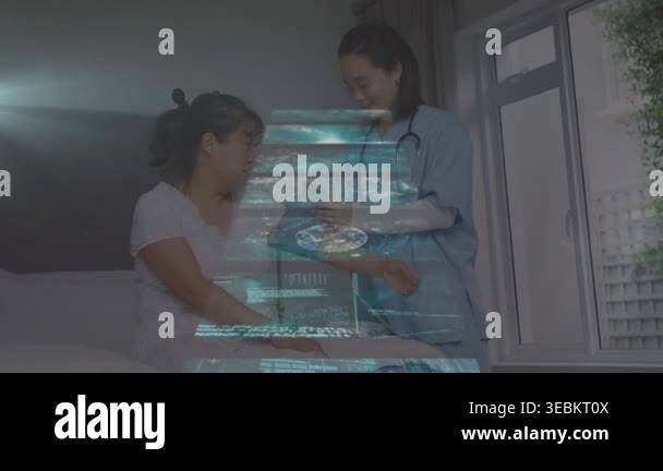 Animation of data processing over diverse doctor and patient. Global ...