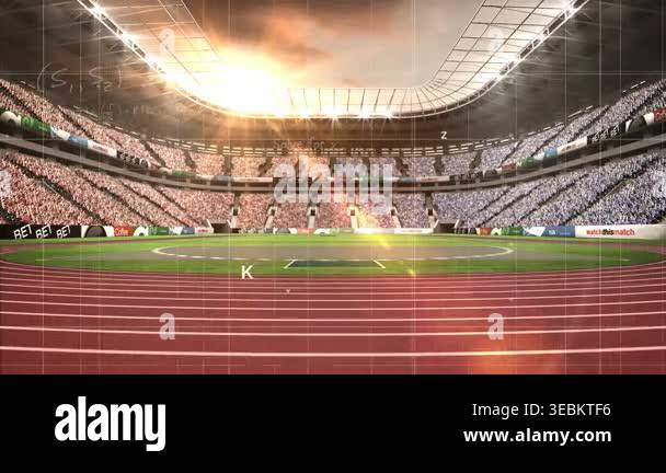 Animation of mathematical equations over grid network against sports ...