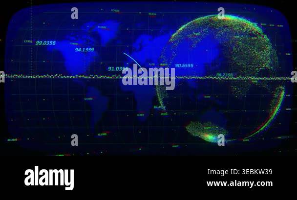 Display powering up panel drawing arcs to orb waveform fluctuating tags ...