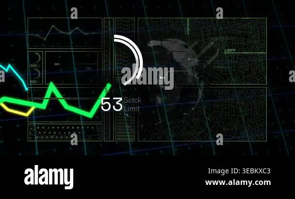 Telemetry pulse initiating dotted globe rotating, HUD ring and counters ...