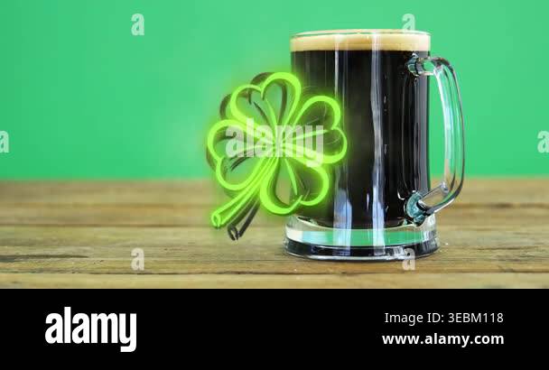 Four-leaf clover graphic transitioning to neon edge on start, pulsing ...