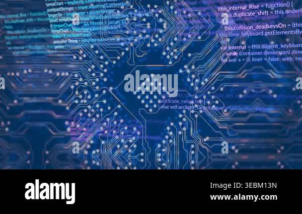 PCB diamond pad animating on camera framing dollying, code scrolling ...