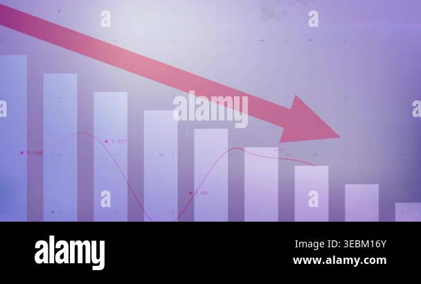 Animation of data processing over diagrams on purple background. Global ...