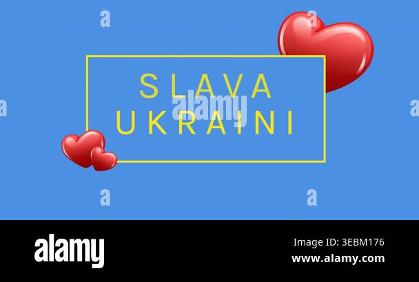 Animation of slava ukraini text over hearts. ukraine crisis and ...