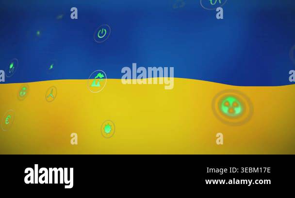 On start yellow wave and green icons rising and drifting diagonally ...