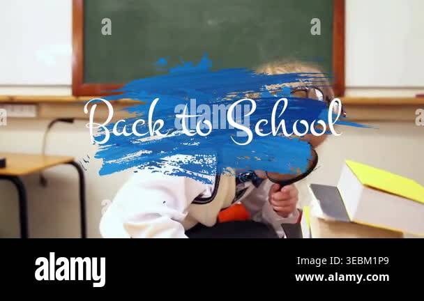 Digital composite video of Back To School text over brush stroke ...