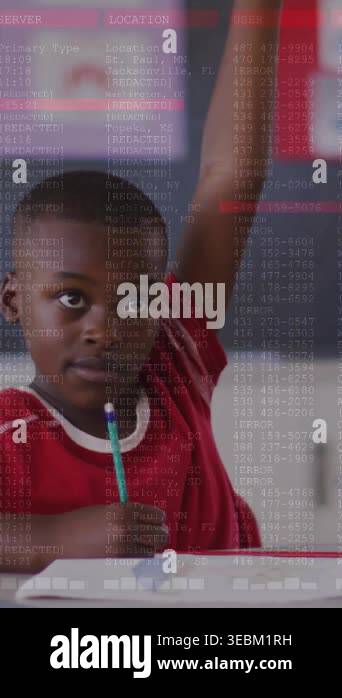 Vertical video: Schoolboy lifting arm raising hand with pencil asking ...