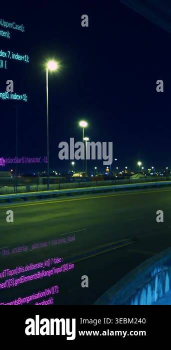 Vertical video: On signal code rising from sides moving inward forming ...