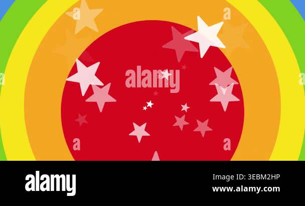 Animation of stars, pride lgbtq text and unicorn over rainbow ...