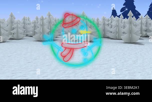 Animation of winter scenery with fir trees. Christmas winter tradition ...