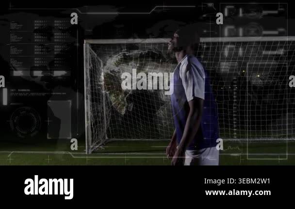 Animation of digital interface over rugby players. Global sports ...