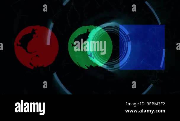 Rotating digital globe with binary code and data processing animation ...