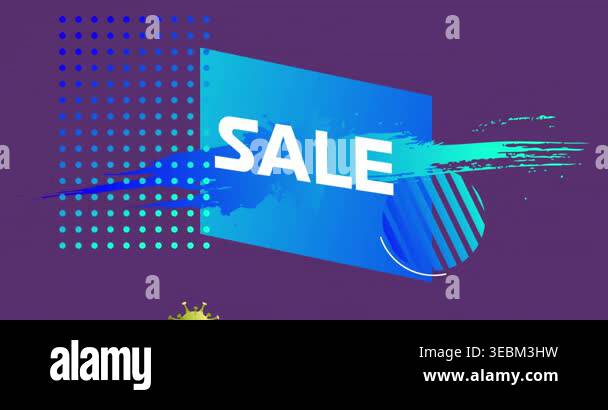 Animation of sale text over virus cells. Global pandemic and digital ...