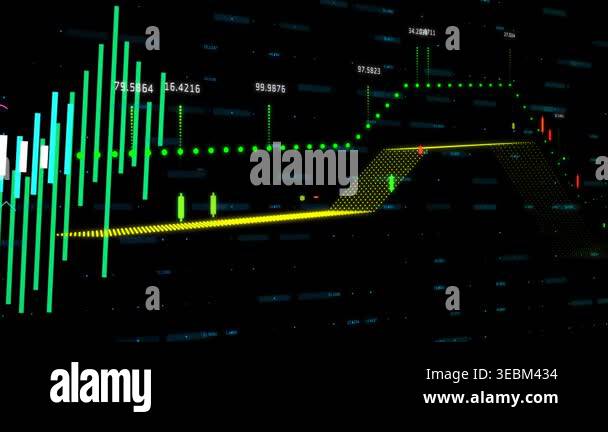 Market data analysis with digital financial charts and graphs in ...