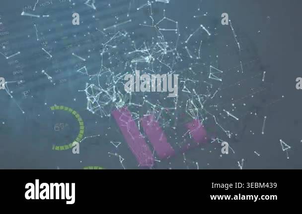 Animation of digital screen with graphs and connections. Digital ...