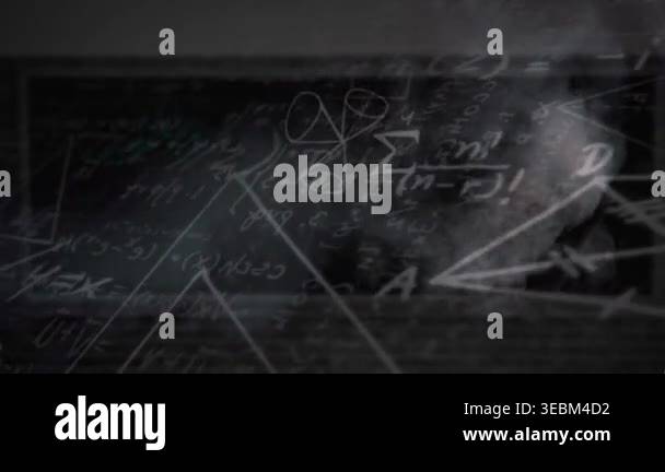 Animation of blue digital waves over mathematical equations and ...