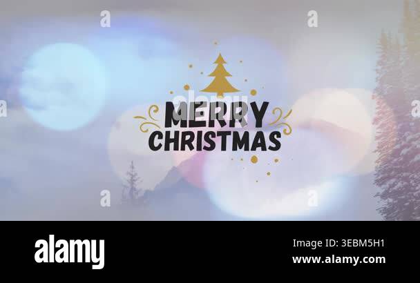 Animation of merry christmas text banner against colorful spots of ...