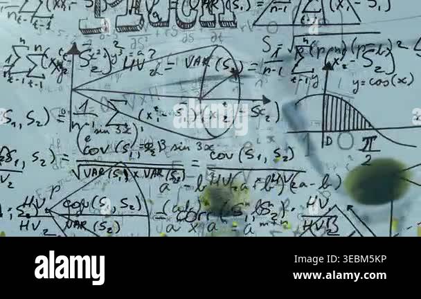 Animation of golden confetti, security padlock icon and mathematical ...