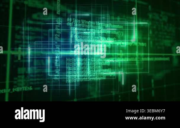 Animation of text with globe and network of connections. Global digital ...