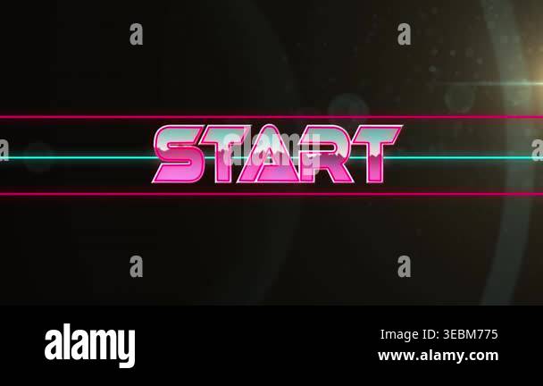 Animation of start text over light trails on black background. Global ...