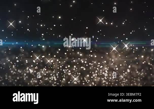 Animation of glowing stars over molecules. Abstract background and ...