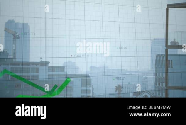 Grid appearing, bright green and dark green lines rising, crossing ...