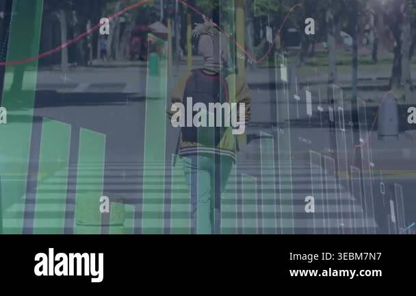 Digital composite of various financial charts 4k. Global sports fitness ...